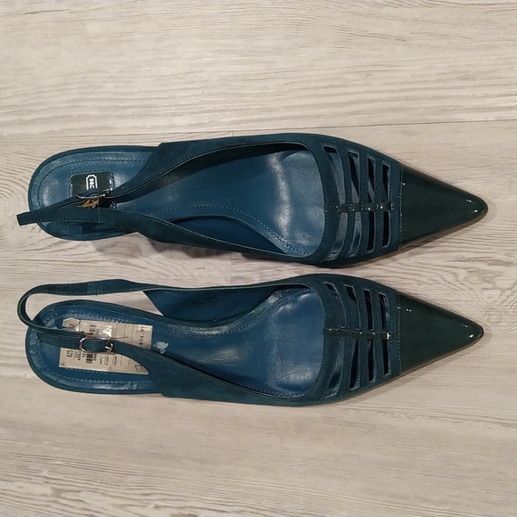 Coach | Shoes | Coach Adria Teal Point Toe Slingback Heel | Poshmark